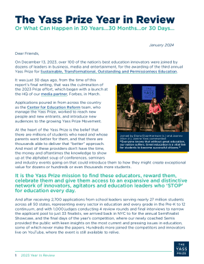 Fillable Online The Yass Prize Year in Review Fax Email Print - pdfFiller