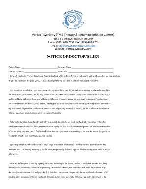 Fillable Online NOTICE OF DOCTOR'S LIEN Fax Email Print - pdfFiller