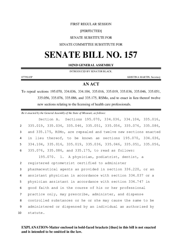 Fillable Online senate mo SB 357 - Perfected Bill Text Fax Email Print ...