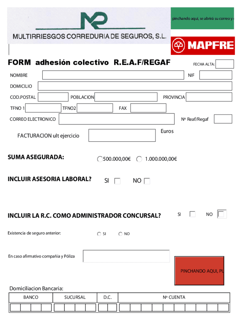 Completable En línea FORM adhesin colectivo R.E.A.F/REGAF Fax Email ...
