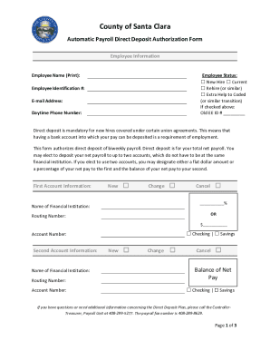 Fillable Online Automatic Payroll Direct Deposit Authorization Form Fax ...