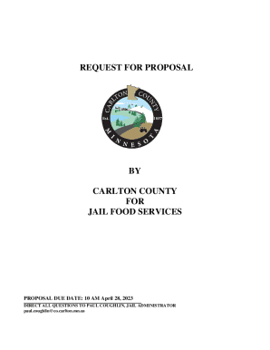 Fillable Online REQUEST FOR PROPOSAL BY CARLTON COUNTY FOR JAIL ... Fax Email Print - pdfFiller