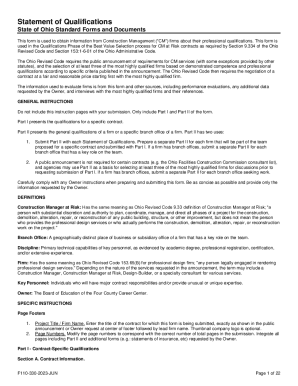 Fillable Online F110-330. STATEMENT OF QUALIFICATIONS Fax Email Print - pdfFiller