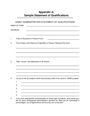 Fillable Online Appendix A: Sample Statement of Qualifications Fax Email Print - pdfFiller