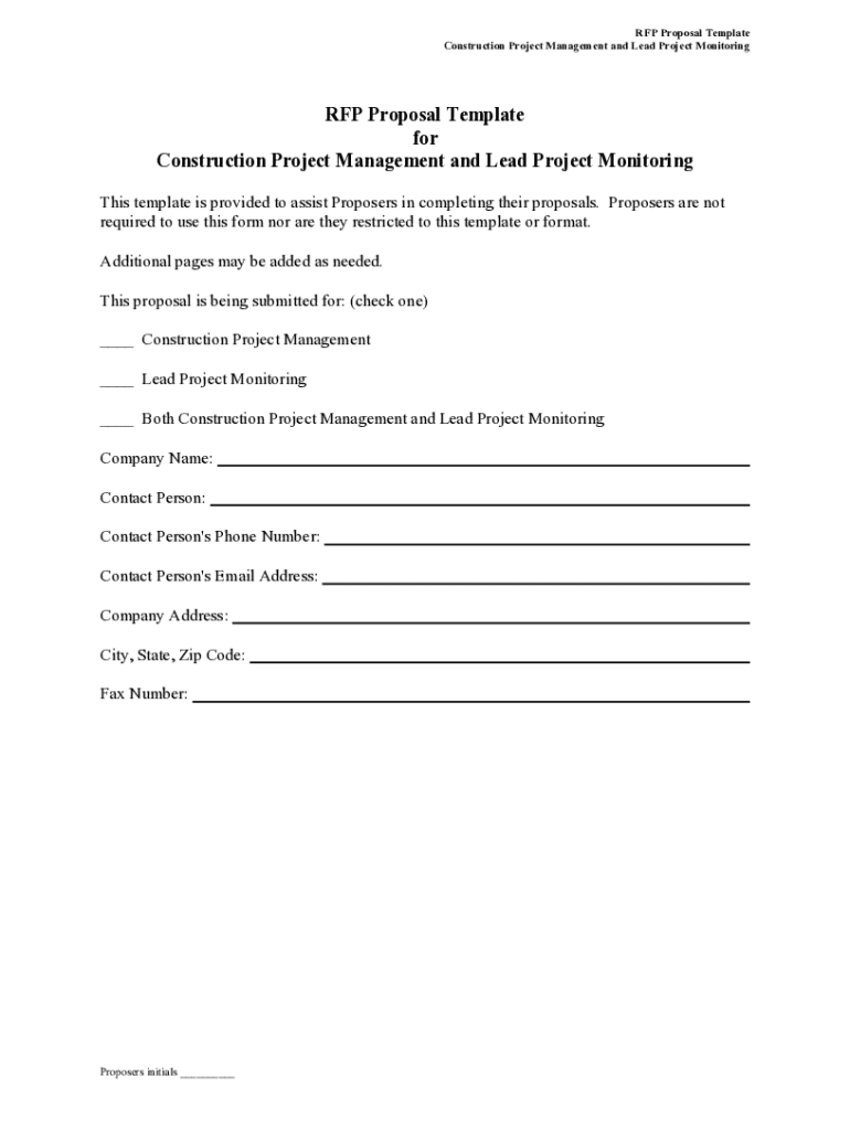 Fillable Online Fillable Online RFP Proposal Template for Construction ...