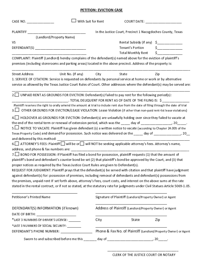 Fillable Online Justice of the Peace, Precinct 1 - Nacogdoches County ...