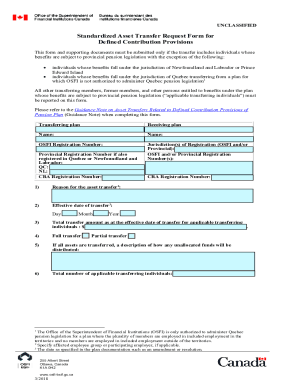 Fillable Online Standardized Asset Transfer Request Form for Defined ...
