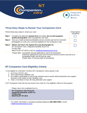 Fillable Online NT Companion Card renewal form. Request form Fax Email ...