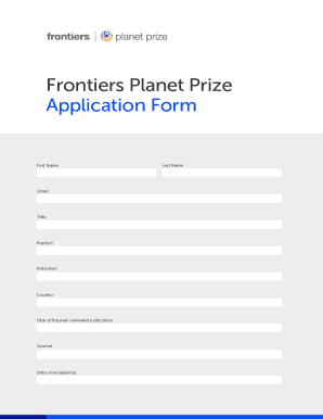 Fillable Online Frontiers Planet Prize - Nomination Submission Form Fax ...