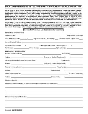 Fillable Online PIAA CIPPE FORM SECTIONS 1, 2, 3, 4, 5, 6, 7, and 8 ...