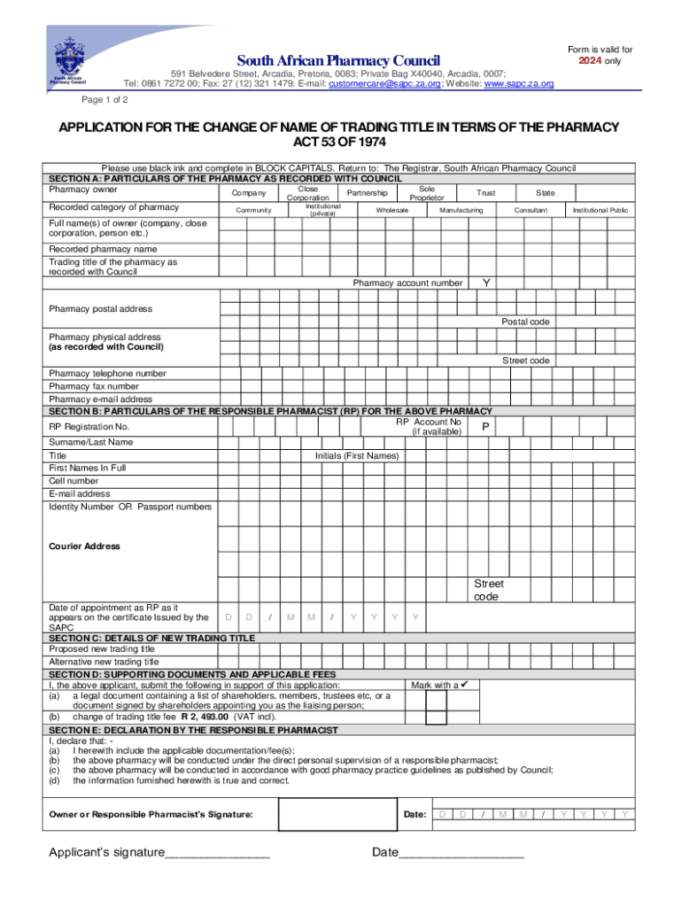 Fillable Online sapc website - PharmaciesApplications Fax Email Print ...