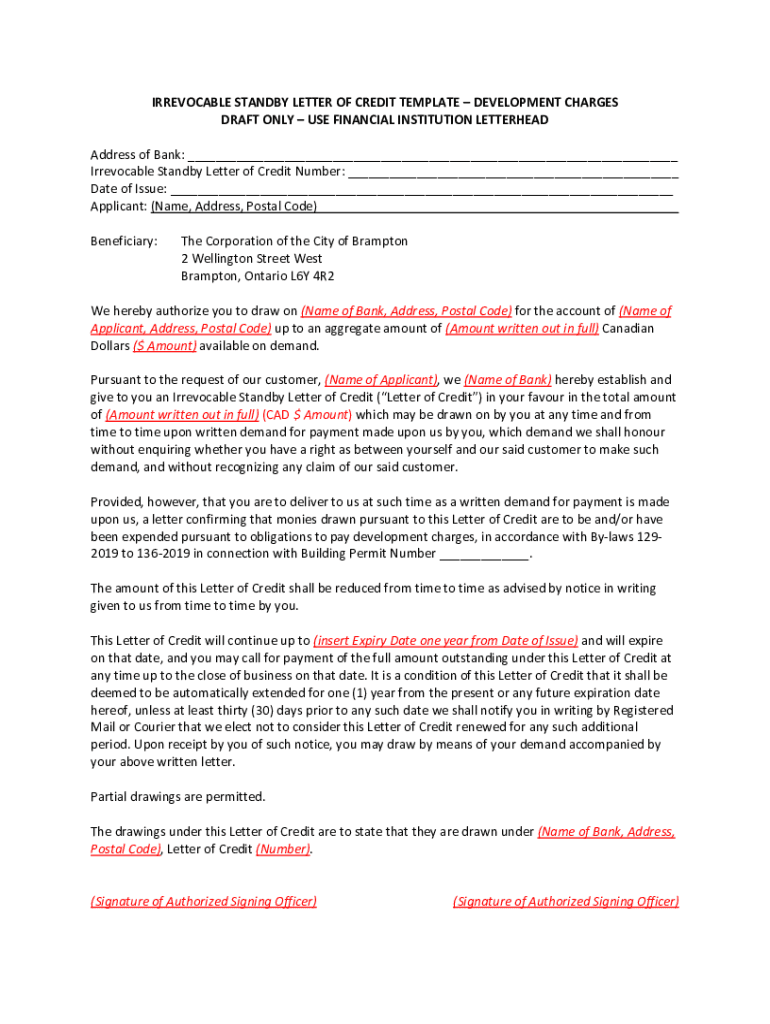 Fillable Online Letter of Credit Template - DCs Fax Email Print - pdfFiller