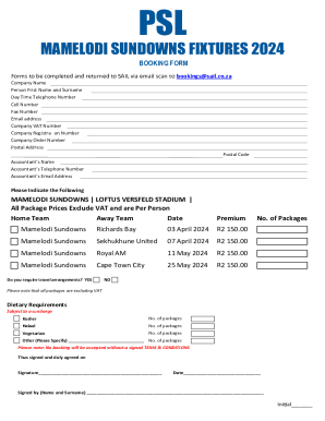Fillable Online Forms to be completed and returned to SAIL via email scan to bookingssail Fax ...
