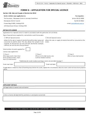 Fillable Online Alcohol special licence application form Fax Email ...