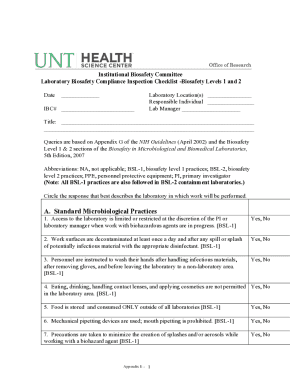 Fillable Online bsl-2 laboratory biosafety compliance inspection ...