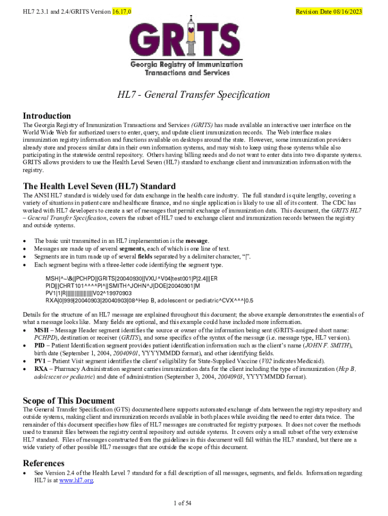 Fillable Online This document, the GRITS HL7 Fax Email Print - pdfFiller
