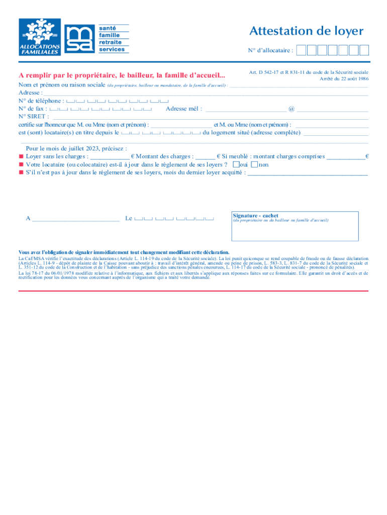 Remplissable En Ligne Attestation de loyer : comment l'obtenir et la ...