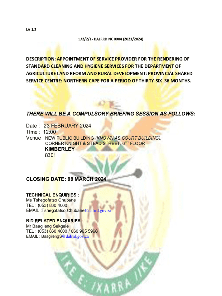 Fillable Online Cleaning Services Tenders in Northern Cape Fax Email Print - pdfFiller