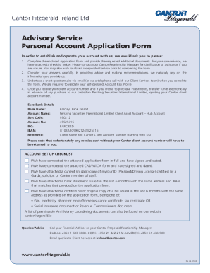 Fillable Online Advisory Service Personal Account Application Form Fax ...