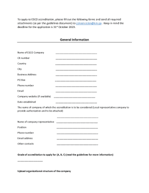 Fillable Online ESCO Accreditation Application Form Fax Email Print ...
