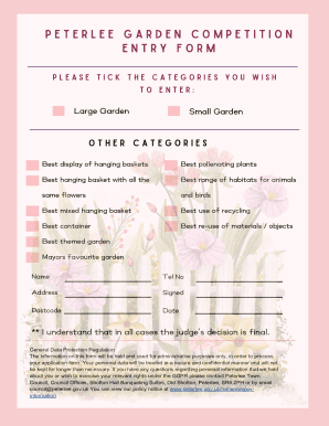 Fillable Online Garden comp entry form and categories poster Fax Email ...