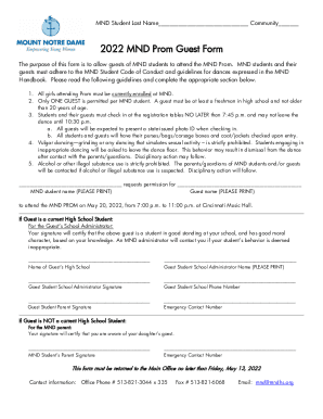 Fillable Online 2022 MND Prom Guest Form Fax Email Print - pdfFiller