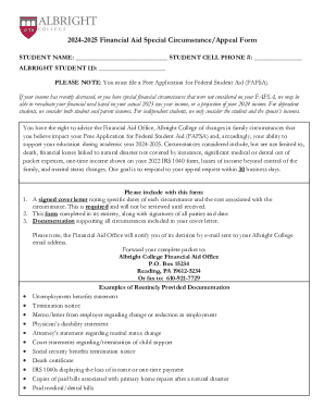 Fillable Online 2024-2025 Financial Aid Special Circumstance/Appeal ...