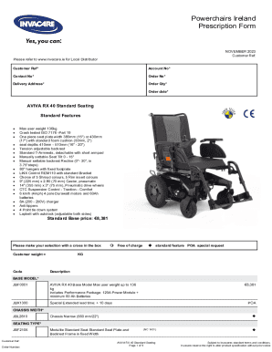 Fillable Online Powerchairs Ireland Prescription Form - Invacare Docs ...