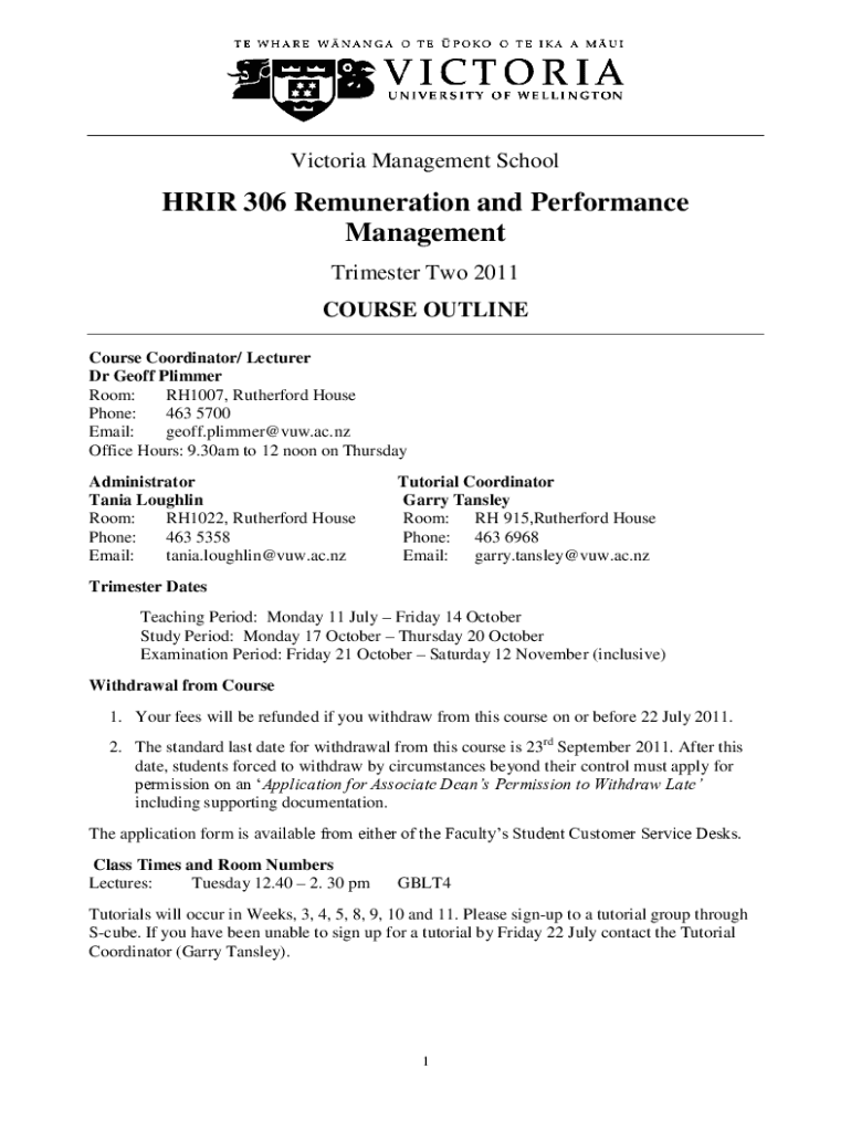 Fillable Online Geoff Plimmer Teaching ActivitiesTe Herenga Waka Fax ...