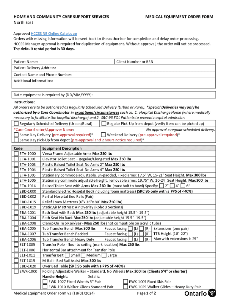 Fillable Online Home and Community Care Support Services Forms and ...