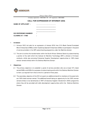 Fillable Online EOI REFERENCE NUMBER Fax Email Print - pdfFiller