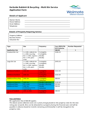 Fillable Online Request for Recycling Bins - New Home/Moved ...