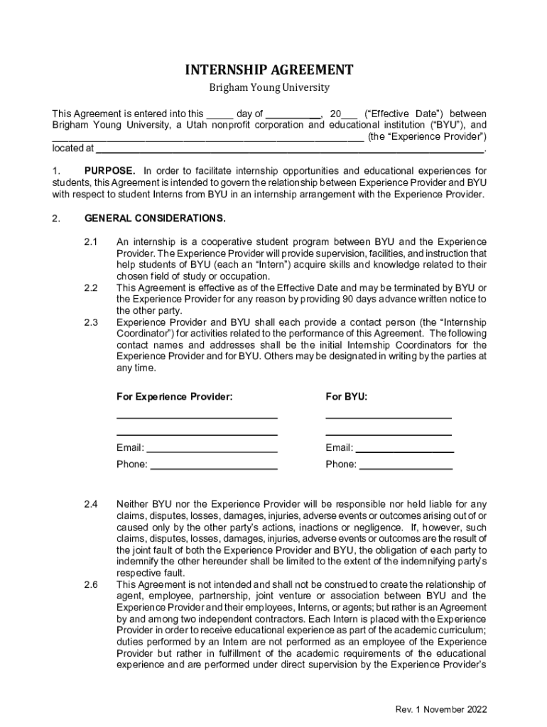 Fillable Online Federal Government Internship Agreement Fax Email Print ...