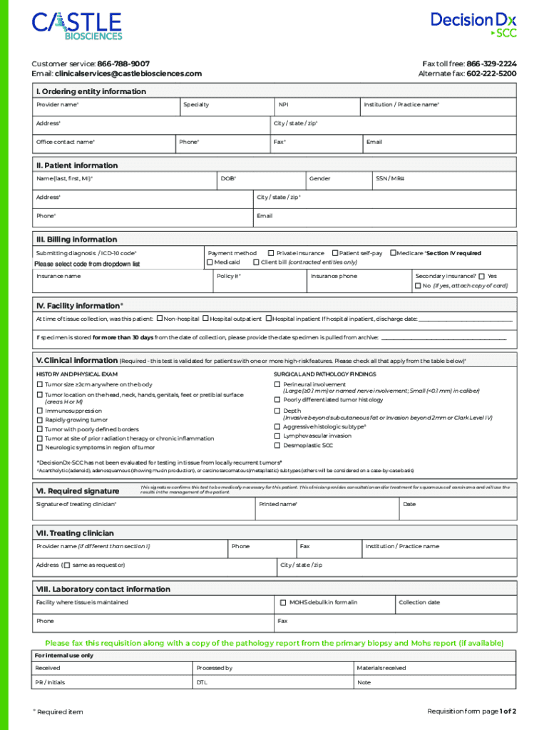 Fillable Online I. Ordering entity information II. Patient information ...