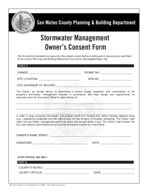 Fillable Online Stormwater Management Owner's Consent Form Fax Email ...
