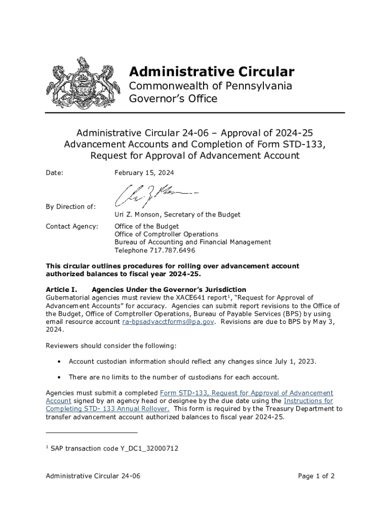 Fillable Online Administrative Circular 24-06Approval of 2024-25 ...