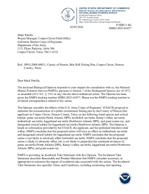 Fillable Online Endangered Species Act Section 7 Formal Consultation ...