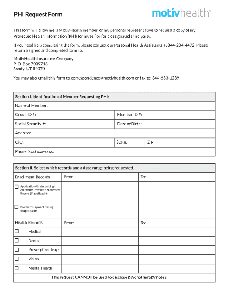 Fillable Online How to Request Copies of Your Protected Health ... Fax Email Print - pdfFiller