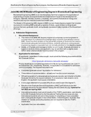 Fillable Online Master's Curriculum - Biomedical Engineering Fax Email Print - pdfFiller