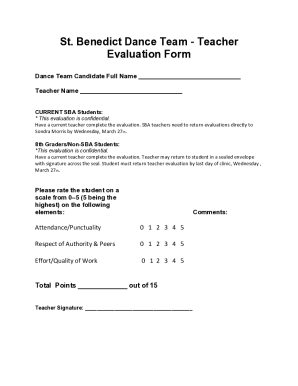 Fillable Online Dance Evaluation Form - Fill Out and Sign Printable PDF ...