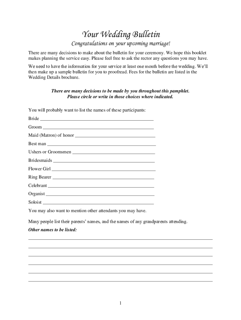 Fillable Online Free, custom printable wedding program templates Fax ...