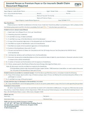 Fillable Online Death Claim Form Set04-01-2024 Fax Email Print - pdfFiller