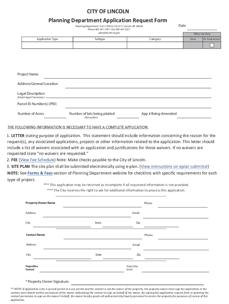 Fillable Online Fillable Online Planning Department / 555 S 10th St ...