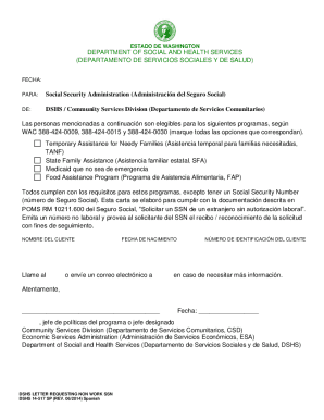 Completable En línea 14-517sp DSHS LETTER REQUESTING NON WORK SSN. 14 ...