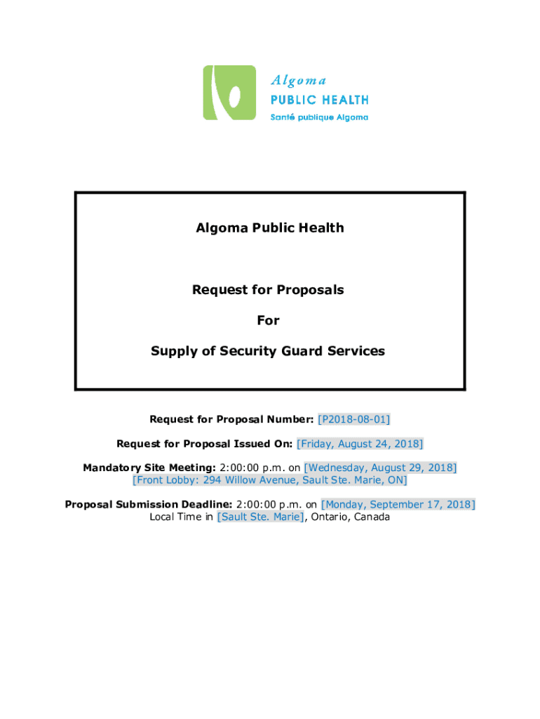 Fillable Online REQUEST FOR PROPOSAL SECURITY GUARD ... Fax Email Print - pdfFiller