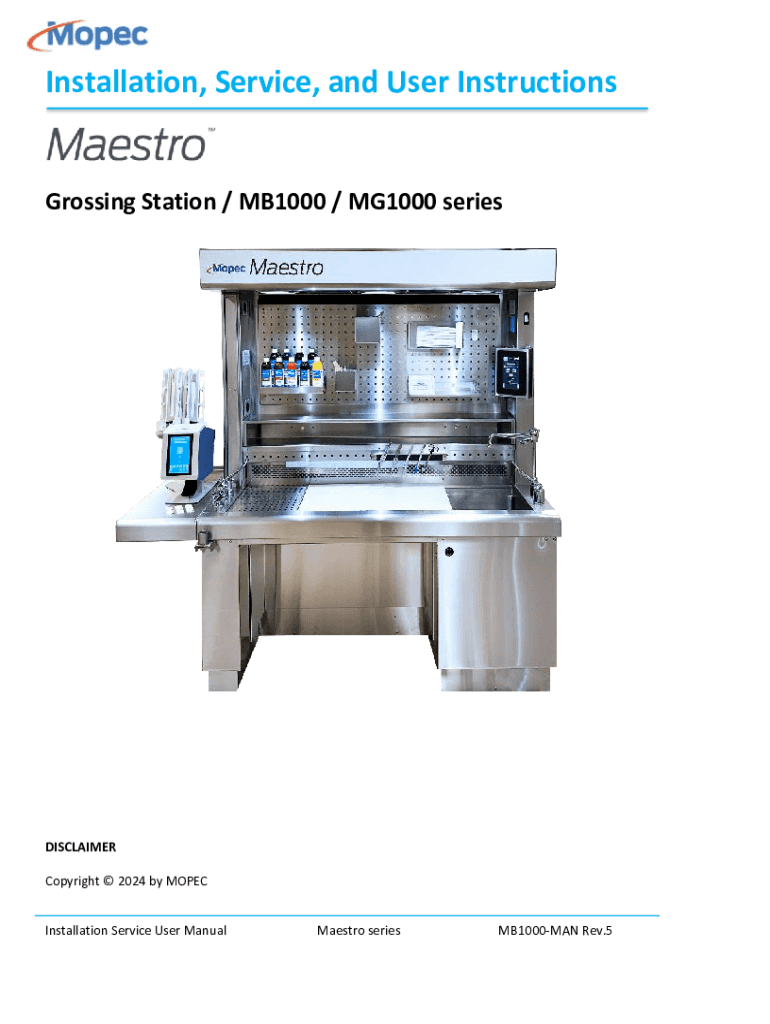 Fillable Online Mopec Maestro MB1000 Series Installation, Service And ...
