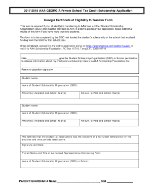 Fillable Online Georgia Certificate of Eligibility to Transfer Form Fax ...