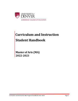 Fillable Online Curriculum and Instruction MA Program Handbook 2022 ...