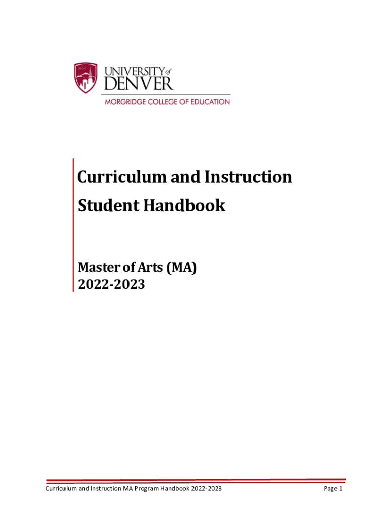 Fillable Online Curriculum and Instruction MA Program Handbook 2022 ...