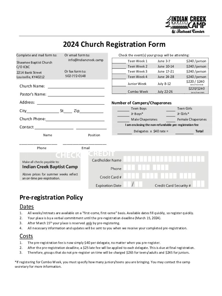 Fillable Online 2024 Church Registration Form Fax Email Print - pdfFiller